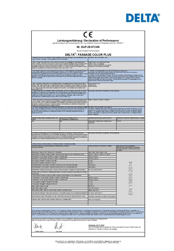 DELTA FASSADE COLOR - Windproof membranes with high UV stability